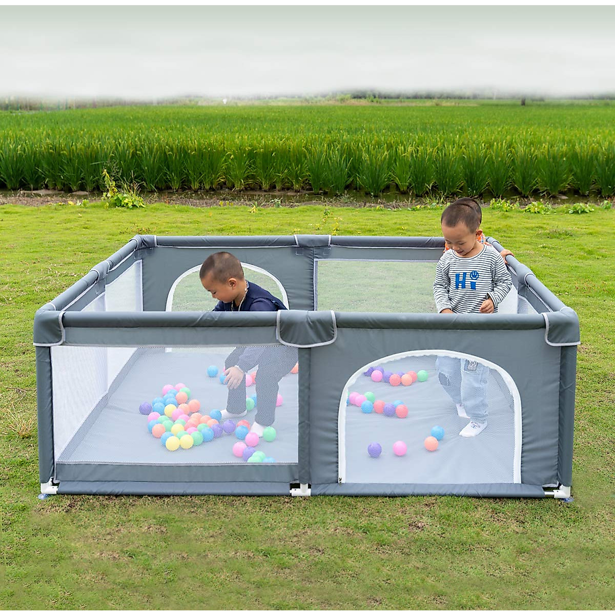 Gaorui Large Kids Baby Ball Pit - Portable Indoor Outdoor Baby Playpen Toddlers Children Safety Play Yard Fun Activities Popular Toys (Not Includes Balls)