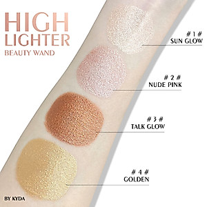 KYDA Highlighter Beauty Wand, Face Illuminator with Cushion Applicator, Natural Glossy Finish, Silky Smooth Cream, Face Highlighter Bronzer Makeup, Lightweight Blendable, by Ownest Beauty-Sun Glow