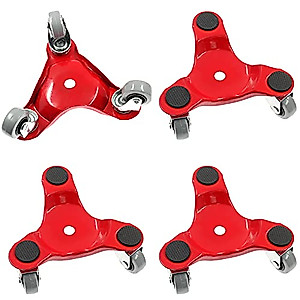 Bonsicoky 6" Steel Tri-Dolly with Rubber Wheel, 200-lb Load Capacity Furniture 3 Wheel Mover Universal Moving Tools for Moving Heavy Objects, Furniture, Appliances - 4Pack