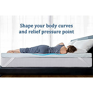 Marine Moon Over 3 Inch Queen Mattress Topper Down Alternative Pillow Top Bed Topper & Queen Cooling Gel Memory Foam Mattress Topper 3 Inch with Cover