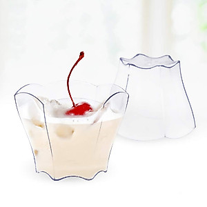 Kingrol 100 Count Mini Dessert Cups with Spoons, 2.3 oz. Disposable Clear Bowls for Mousse, Puddings, Appetizers, Sauces