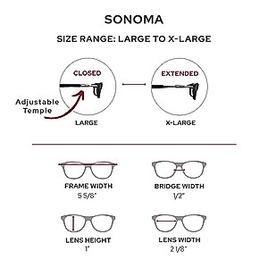 Clic Magnetic Reading Glasses, Computer Readers, Adjustable Temples, Sonoma, (L-XL, Tortoise, 1.25 Magnification)