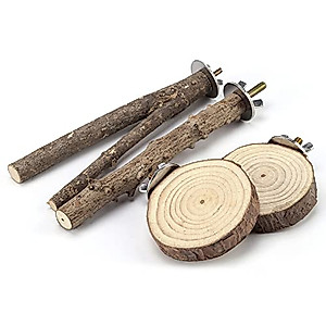 Filhome Bird Perch Stand Toy, Natural Wood Parrot Perch Bird Cage Branch Perch Accessories for Parakeets Cockatiels Conures Macaws Finches Love Birds (15CM YIOO)