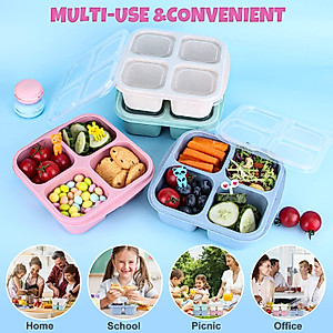 MaMix 4 Pack Snack Containers for Kids，4 Compartment Bento Snack Box，Snack Containers for Adults/Toddlers/, Reusable Lunch Containers Meal Prep Container for School Travel (wheat)