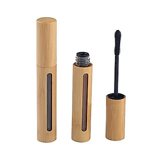 NATUWORLD 2Pcs 6ml Bamboo Mascara Tube Bottles Refillable Empty Eyelash Container Vials with Eyelash Wand and Plug for Castor Oil Eyelash Growth Oil DIY Mascara Travel Bottles Makeup Beauty Tools