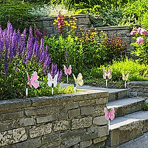 Hosi Solar Lawn Light, Easy to Install Butterflies Shaped Stainless Steel 4Pcs Waterproof Solar Pathway Lights, 30.7X4.1Inch for Gardens Lawns