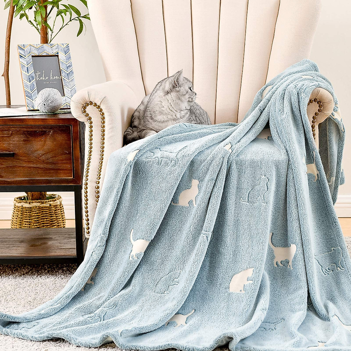 JINCHAN Dinosaur Glow in The Dark Blanket, Kids Throw Blanket for Boys and Girls Gift Green Lightweight Flannel Fleece Throw Blankets for Couch Bed Warm Soft Cozy Throw Winter Baby Blankets 50x60 Inch