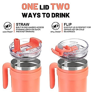 Hydraful 46 oz Insulated Tumbler with handle and leak proof 2-in-1 Straw & Sip Lid,Stainless Steel Vacuum Travel Mug,Coffee Cup,Insulated smoothie cup,Keeps Cold for 34 Hours,Fit in Car Cup Holder