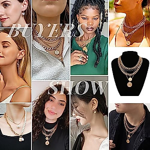 KISS WIFE Gold Jewelry Set for Women Girls, Multi Layered Necklace Bracelet Stackable Knuckle Rings and Earrings Set, Boho Trendy Vacation Jewelry Packs, Anniversary Valentine Birthday Gifts for Her