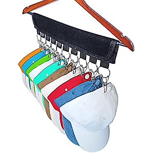 TOPMEET Hat Organizer for Baseball Caps Storage,10 Stainless Steel Clips Holder for Hanger, Cap Rack/Hat Shelf Fit Room Closet,Door,Wall - 1 Pack