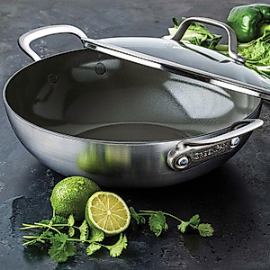 GreenPan Craft Steel Chef’s Pan with Lid, 5 qt, Silver