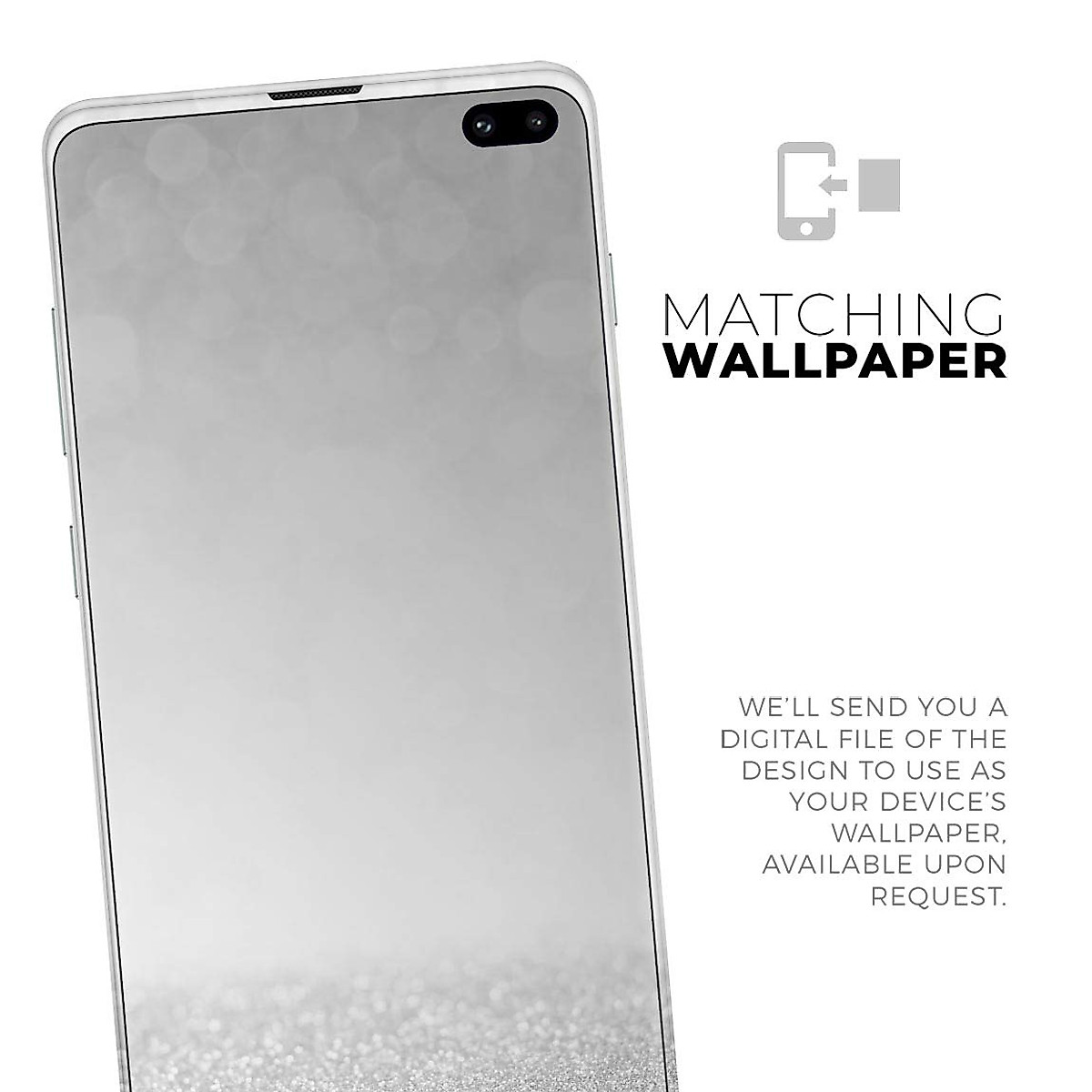 DesignSkinz Silver and White Unfocused Sparkle Orbs Protective Vinyl Decal Wrap Skin Cover Compatible with The Samsung Galaxy S20 (Screen Trim & Back Glass Skin)