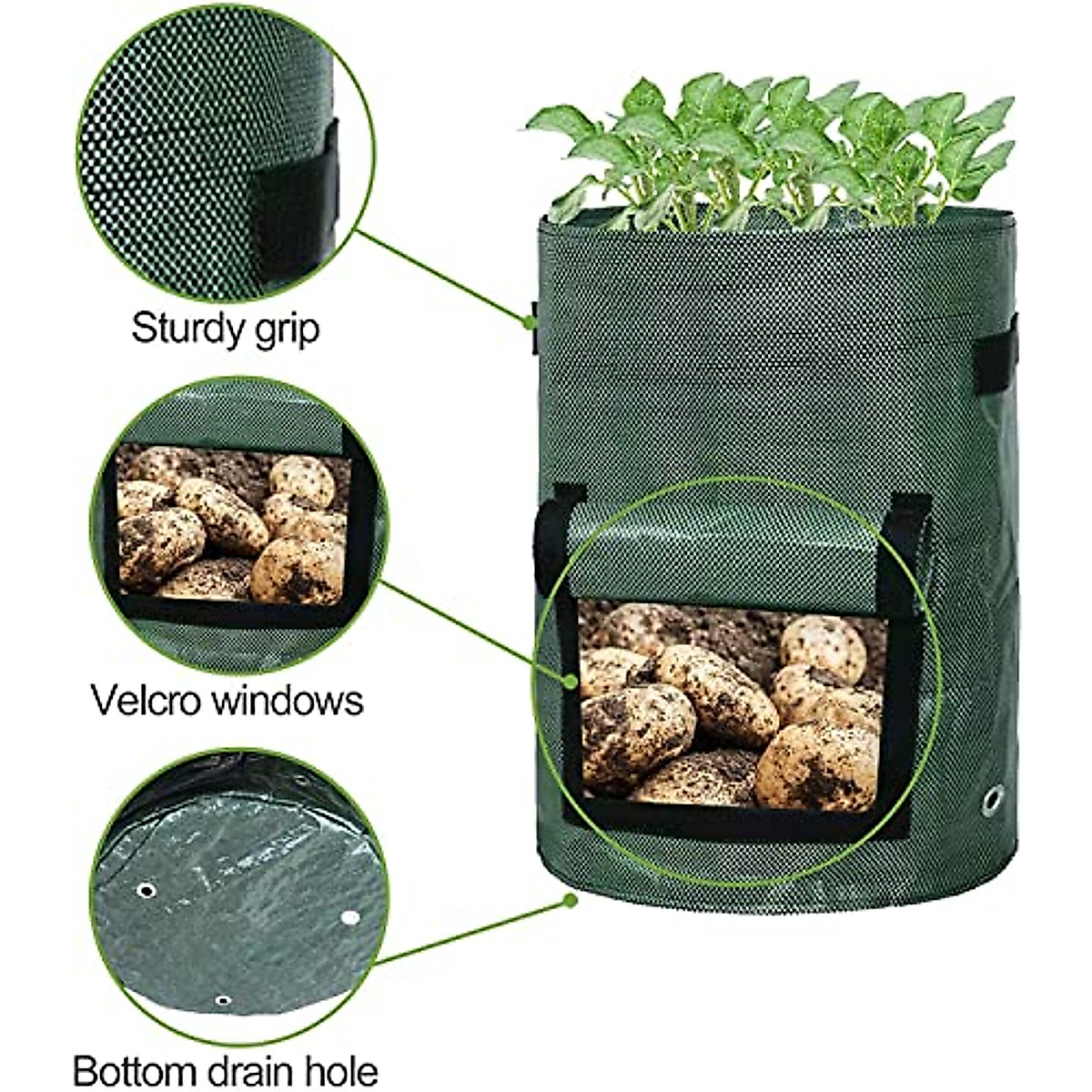 Potato Grow Bags,Potato Planters with Flap and Handles,Vegetables Garden Planting Bags for Onion,Fruits,Tomato,Carrot (10gallon-4pack)