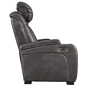 Signature Design by Ashley Turbulance Power Reclining Loveseat with USB Charging Port, Dark Gray & Signature DESIGN BY ASHLEY Turbulance Power Reclining Sofa with USB Charging Port, Dark Gray