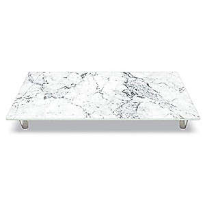 CounterArt Carrara Marble Design with Green Tint Patina 5mm Heat Tolerant Tempered Glass Cutting Board/Instant Counter 20.5" x 11.75" Instantly Adds Additional Counter Space & Food Preparation Area