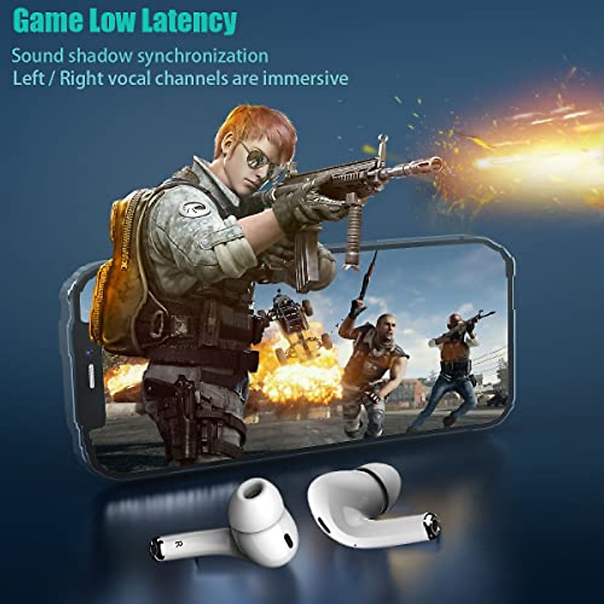 Wireless Earbuds Bluetooth Headphones V5.3,50H Playtime Ear Buds pro 2 with Portable Charging Case,Sport Earphones in-Ear Earbud with Noise Cancelling Microphone Compatible with iphone Android