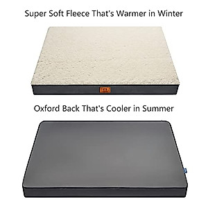 CozyLux Dog Beds for Large Dogs - Large Dog Bed for 65 lbs, Egg-Crate Foam Cat Bed Mat, Removable Washable Cover, Grey 35 X 22 X 3 inch