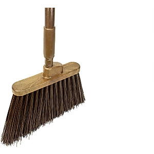 SPARTA 41083EC01 Plastic Color Coded Broom, Unflagged Bristles, Long Broom With Angled Head For Small Debris Cleaning, 56 Inches, Brown