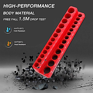 WORKPRO 1/4-inch Magnetic Socket Organizer Set, 2-Piece SAE & Metric Socket Holders, Holds 52 Standard and Deep Sockets for Tool Box, Tool Carts (Sockets Not Included)