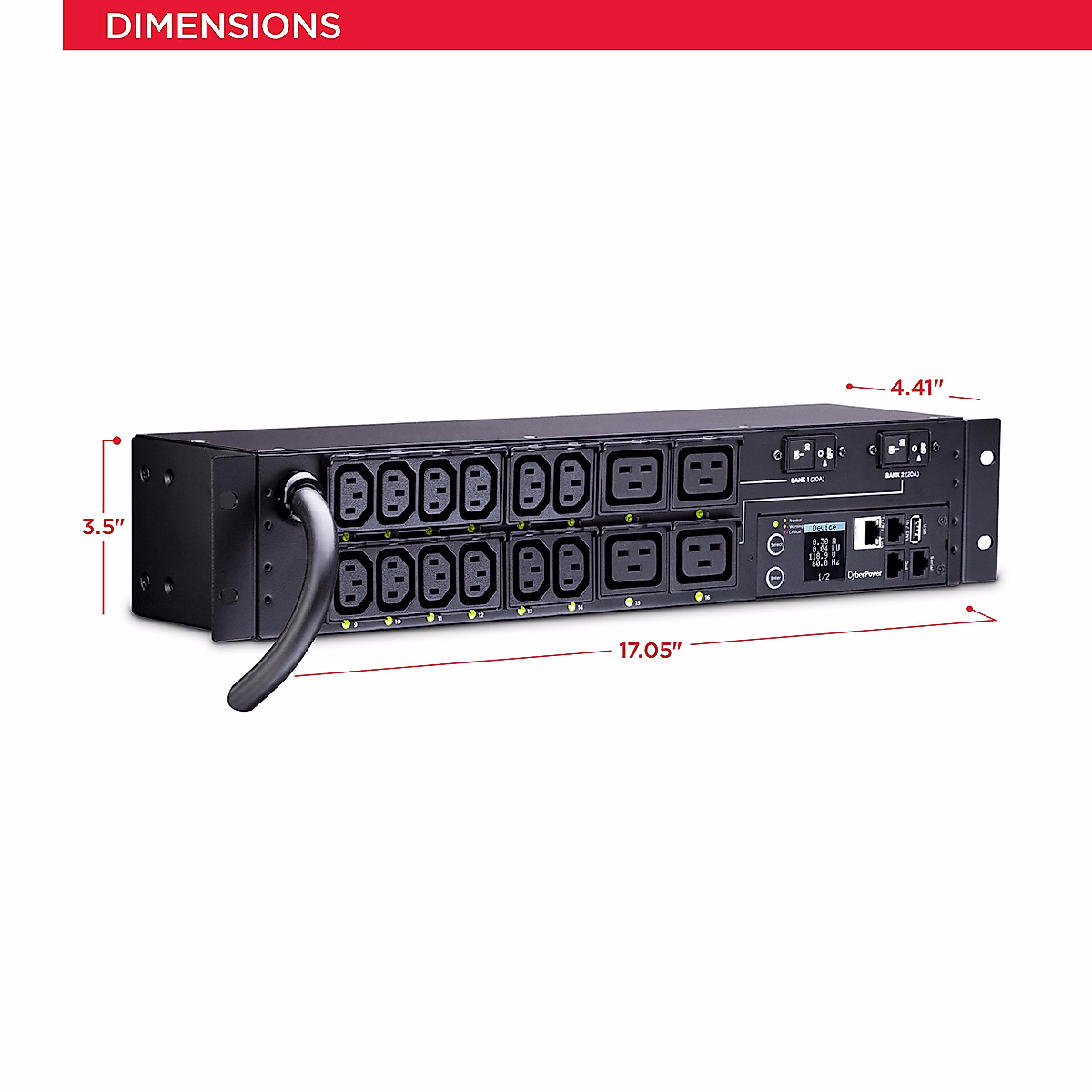 CyberPower PDU41008 Power Distribution Unit Switched 200-240V, 30A (Derated to 24A) 16 Outlets, 2U Rackmount