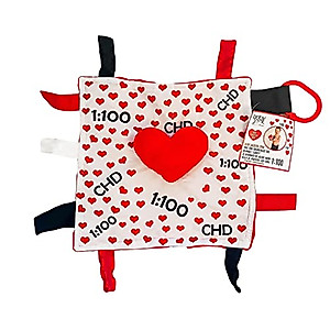 Baby Jack & Co 10x10” CHD Awareness Lovey Sensory Plush Blanket - Tag Toys for Babies - Baby Stroller Toys - Learn Shapes, Letters & Colors - Perfect Baby Toy & Baby Gift w/Stroller Clip