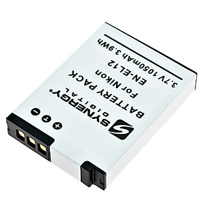 Synergy Digital SDENEL12 Lithium-Ion Battery - Rechargeable Ultra High Capacity (3.7V 1050 mAh) - Replacement for Nikon EN-EL12 Battery