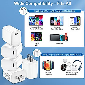 USB C Wall Charger, 20W PD Power Adapter Charging Block, iSeekerKit 5 Pack Fast C Charger Compatible with iPhone14 13 12 11 Pro/Pro Max SE/X/XS, Pad Pro, Galaxy S20 S10 S9 A01 A11,Pixel 5 4a 3a Black