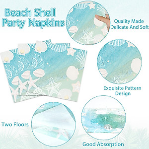Naozinebi Seashell Beach Party Plates Napkin Fork Nautical Coastal Birthday Party Tableware Set Ocean Starfish Dinnerware Supply for Summer Holiday baby shower Wedding Bridal Decoration favor Serve 24