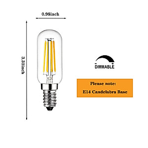 E14 LED Bulb Dimmable European Base E14 LED 40W 400LM E14 LED Dimmable Candelabra Soft White 3000K, Vintage 4W E14 LED Edison Light Bulb for Chandelier European Pendant Lighting, 6 Pack