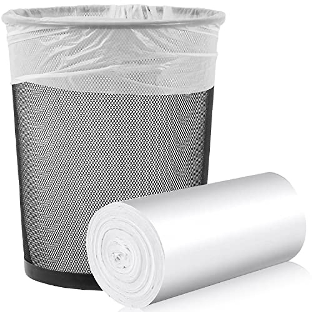 Medium Trash Bags, 6-8 Gallon White Garbage Bags Trash Can Liners for Bathroom, Bedroom, Office, Unscented (50 Count)
