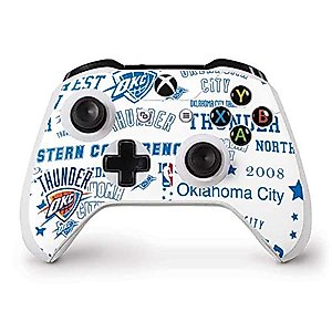 Skinit Decal Gaming Skin Compatible with Xbox One S Controller - Officially Licensed NBA Oklahoma City Thunder Historic Blast Design