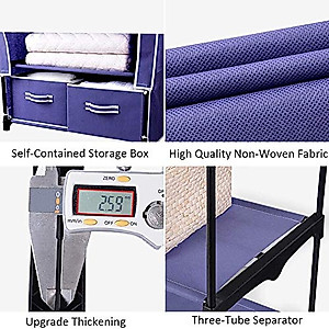 IULJH Cloth Wardrobe Furniture Storage Cabinet Fabric Closet Folding Non Woven Portable Waterproof Reinforcement Dustproof Bedroom