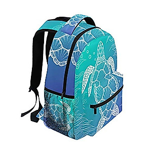 Sea Watercolor Turtle Backpack Travel College Book Bag Shoulder Bag Camping Hiking Laptop Daypack2