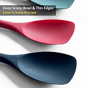 Upgrade Silicone Spatula Spoon Set,VOVOLY Heat Resistant Rubber Spoonula, Seamless Non-Stick Flexible Scrapers for Baking Mixing Tool,3 Pack,