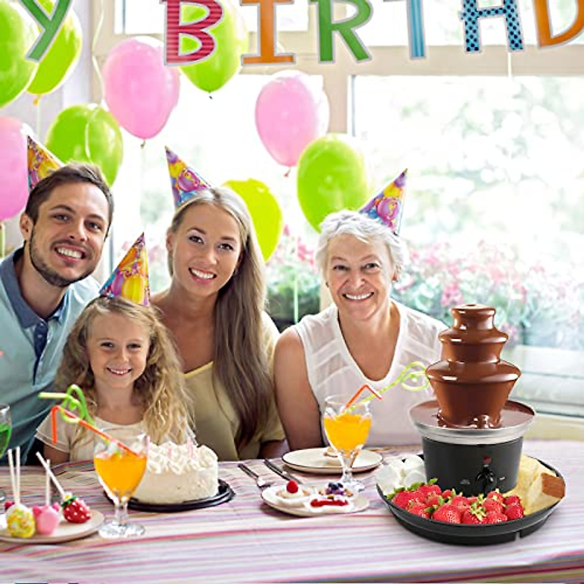 Chocolate Fountain Party Fountain, chocolate fountain for Nacho Cheese BBQ Sauce Ranch Liqueurs, Stainless Steel Chocolate Fondue Fountain for Birthday Party Wedding (1.5lb, mysterious black)