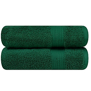 Ample Decor Hand Towels 18 X 28 Inch 600 GSM 100% Cotton, Premium Soft Absorbent - 2 Pcs - Green