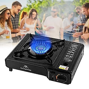 Camping Stove Gass, Outdoor Stove Single Burner, Gass Cooker Single Burner Stove, Camping Stove with Automatic Ignition, Portable Camp Grill for Outdoor Cooking Grill, Bbq, Hiking, Camping Gear