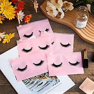 100 Pieces Eyelash Aftercare Bags Eyelash Makeup Bags Empty Lash Cosmetic Pouch Travel Make Up Cases Toiletry Bag Eyelash Pattern Zippered Pouch Bags for Women(EVA,Classic Style)