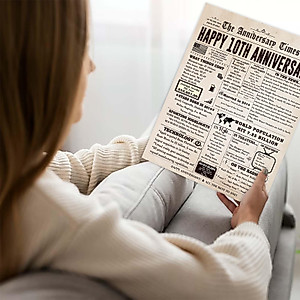 BENNLOOS Big 10th Anniversary Card for Him Her, Retro 10 Year Anniversary Card Gift for Couple, Sweet 10 Wedding Anniversary Cards for Wife Husband, Best Decennial Gifts Idea for Parents