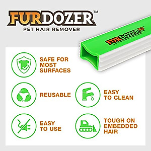 FurDozer X3 PRO 3-in-1 Pet Hair Remover & Auto Detailer - Remove Fur & Lint from Multiple Surfaces Green