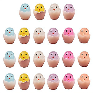 Ximimark 30pcs Luminous Cute Eggshell Chick Play House Toy Egg White Resin Car Decoration DIY Jewelry Accessories Children Surprise Gift