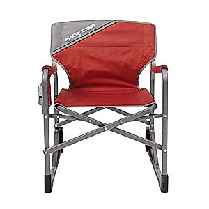 MacSports MacRocker Outdoor Foldable Rocking Chair | Portable, Collapsible, Springless Rockers with Rust-Free Anti-Tip Guards for Camping Fishing Backyard | 225 lb Weight Capacity | Red