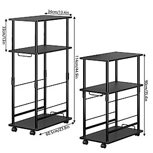 PROXRACER Height Adjustable Computer Tower Stand, 3-Tier CPU Holder Cart Printer Stand Mobile PC Laptop Standing Table Home Office Gaming Accessories with Rolling Wheels