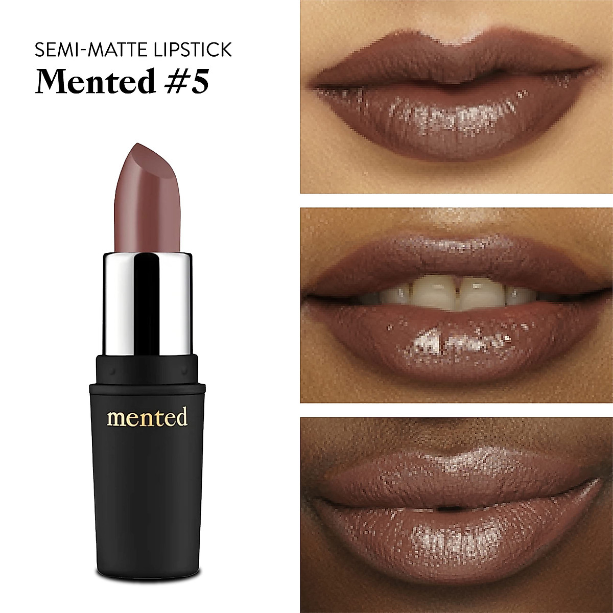 Mented Cosmetics Nude Lipstick for Women, Semi-Matte Long-Lasting Lip Stick, Moisturizing Vegan, Paraben & Cruelty-Free, Enhances All Complexions, Perfect for Everyday Makeup, Mented No. 5