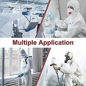 YIBER Hazmat Suit Disposable Coverall | Heavy Duty Full Body Paint Coverall & Suit in 7 Sizes with Multiple Specifications for Men & Women Without Hood - Breathable & Water Resistant