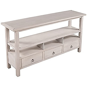 LUMISOL Entrayway Console Table Sofa Table Buffet Server with Double Storey Tabletop, 3 Drawers and 3 Intermediate Compartments for Living Room (Gray Wash)