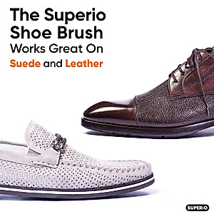 Superio Shoe Brush - Premium 7" Soft Bristles - Ideal for Cleaning and Polishing Shoes and Boots - Creates an Inimitable Shine on Leather - Sturdy and Durable