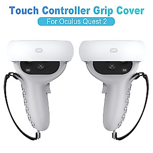 AMZDM Controller Grip for Oculus Meta Quest 2 Accessories Grips Cover for VR Touch Controllers Covers Protector with Non-Slip Joystick Covers 1Pair (Gray)
