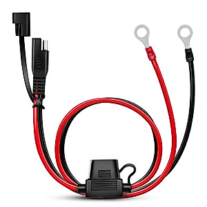 Nilight 2FT Ring Wire 2 Pin Lug Cable, Eyelet Terminal Harness Extension Charge Cord Quick Disconnect SAE Connection Lead for Motorcycle Car Tractor with 10A Fuse