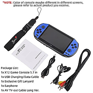 Handheld Game Console 5.1 inch Pro Retro Games Consoles Built-in Classic Games Rechargeable Battery Portable Style Game Consoles X12 Blue